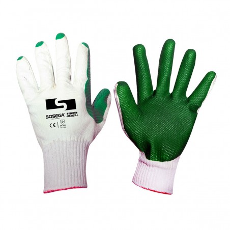 Guante Latex Laminado Verde Poliester y Algodon Blanco Builder Sosega ...
