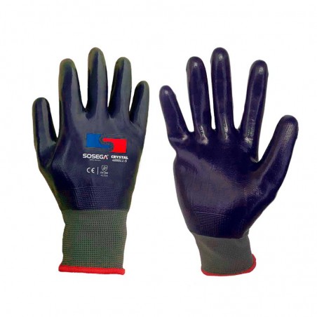 Guante Nitrilo Liso Azul Poliester Crystal Sosega
