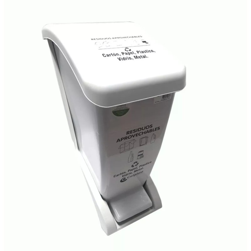 Papelera Pedal Plana 22 Lts Blanco ColPlast